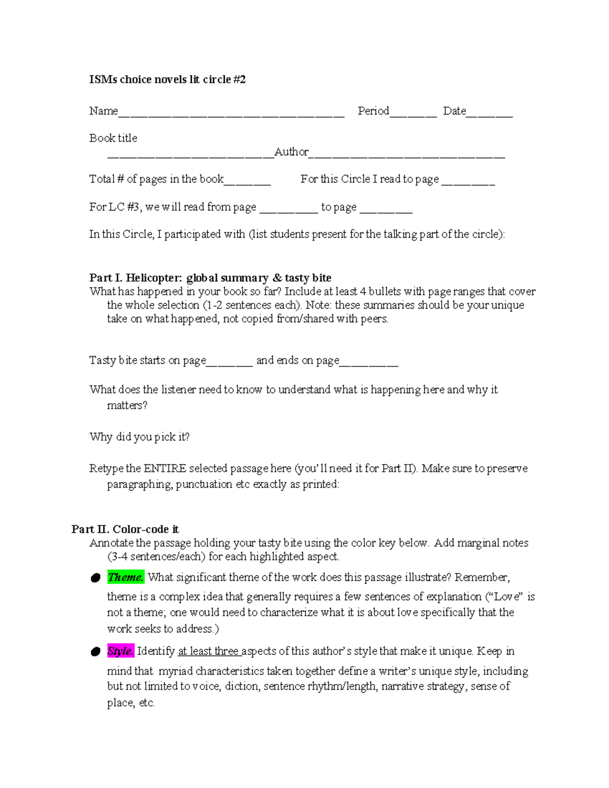 2025 ISMs LC 2 - Novel Circle Summary and Analysis - Studocu