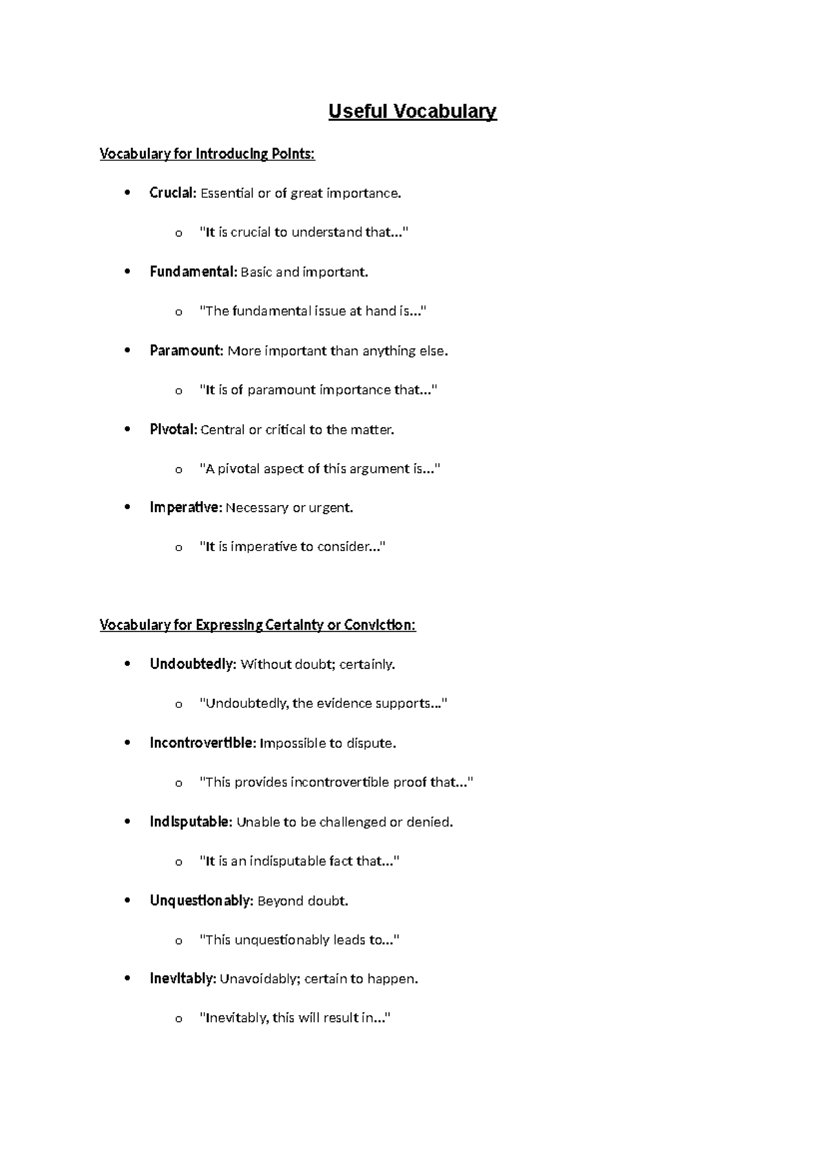 English Writing Notes: Essential Vocabulary for Argumentation and ...