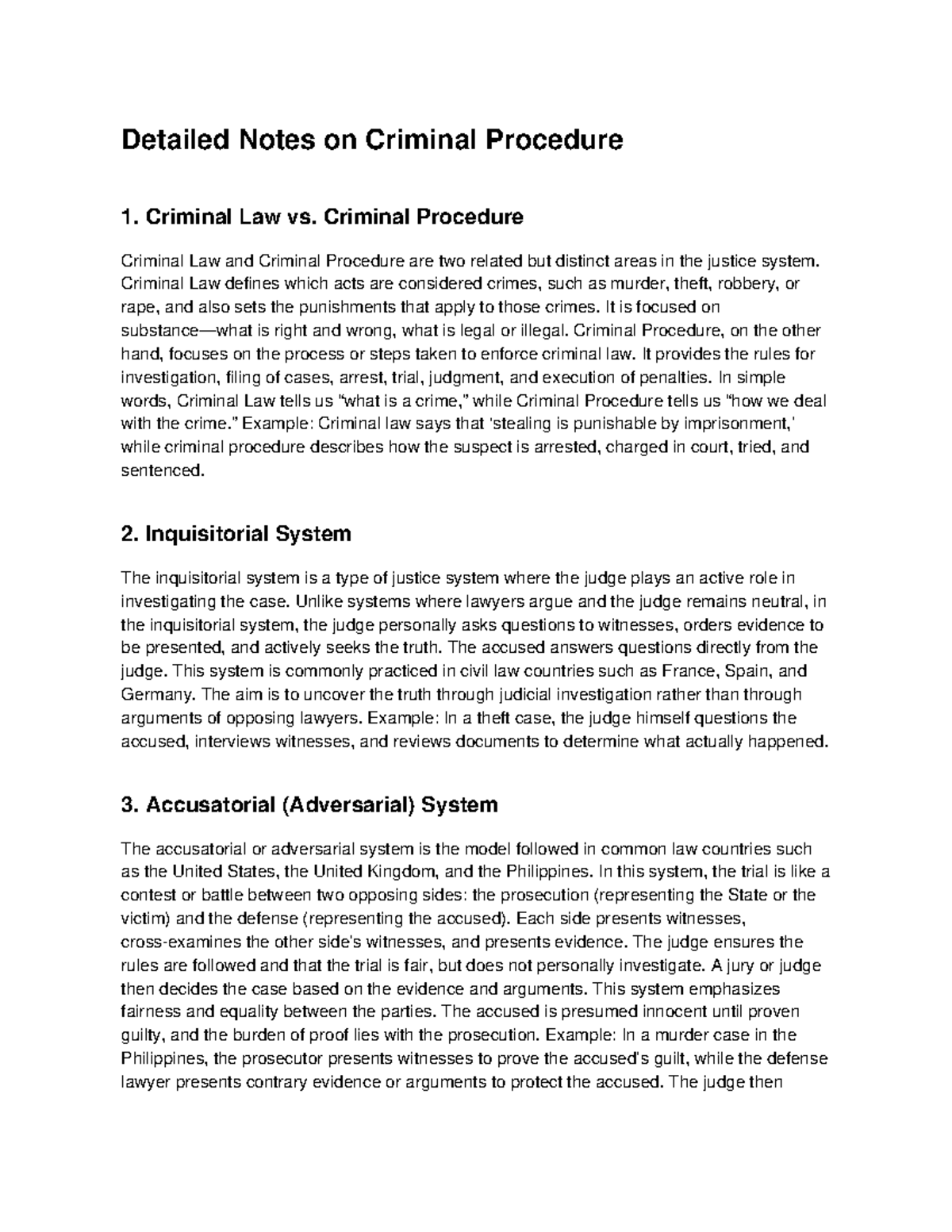 Criminal Procedure 1: Key Concepts & Systems Explained - Studocu
