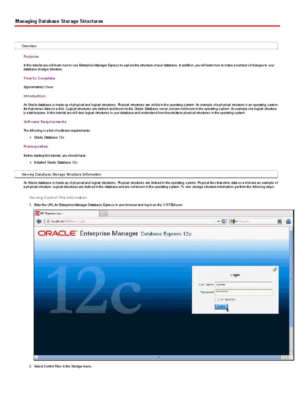 Managing Database Storage Structures: Oracle DB 12c Overview - Studocu