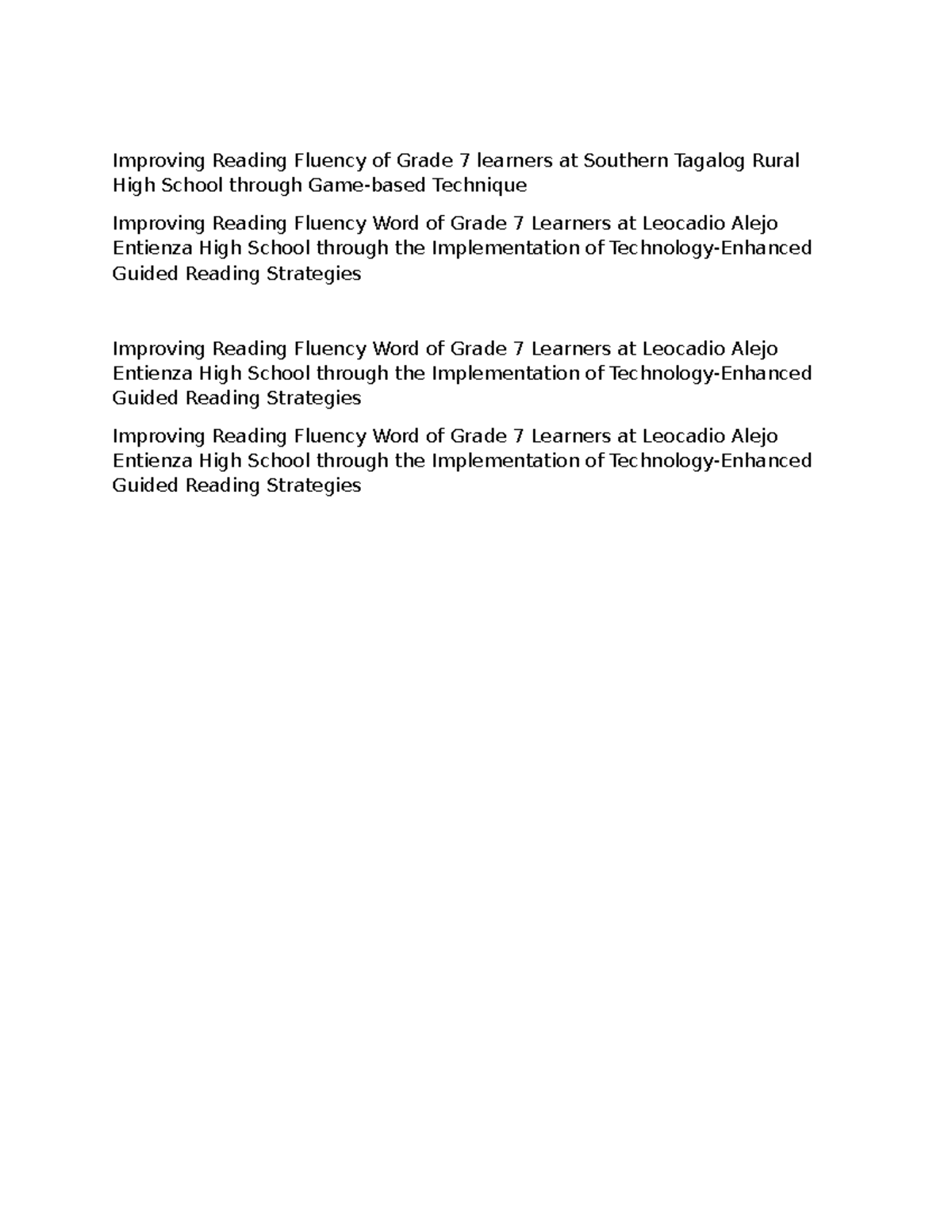 Title - None - Improving Reading Fluency of Grade 7 learners at ...