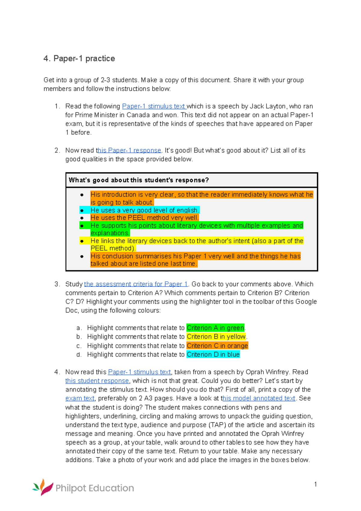 4. Paper 1 Practice: Analyzing Rhetorical Devices in Speeches - Studeersnel