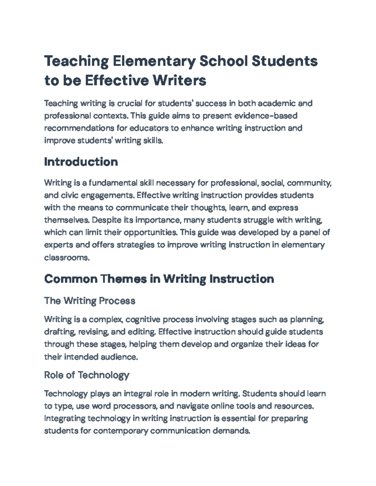 Strategies for Teaching Effective Writing in Elementary Education ...
