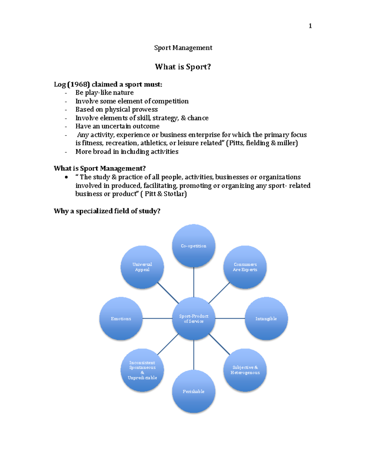 Lecture Notes: Sport Management 101 - Consumer Behavior & Industry ...