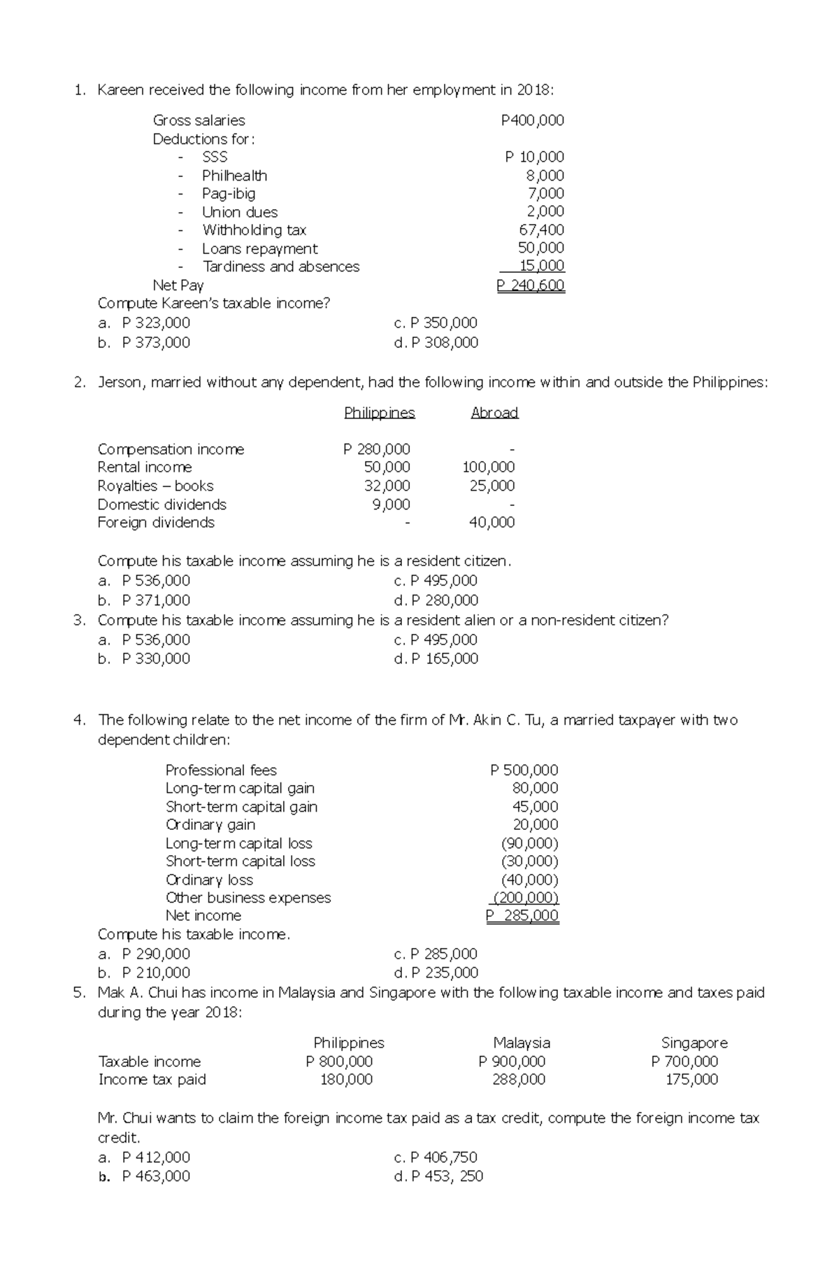 Taxon NOV 12 - Income Tax Calculations & Summaries - Studocu