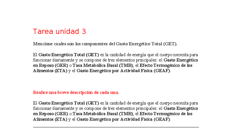 Tarea unidad 3 teoria nutricion - Tarea unidad 3 Mencione cuales son ...