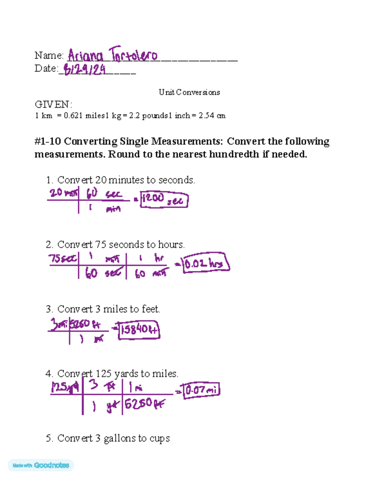 Unit Conversions Practice: Dimensional Analysis for Math 101 - Studocu