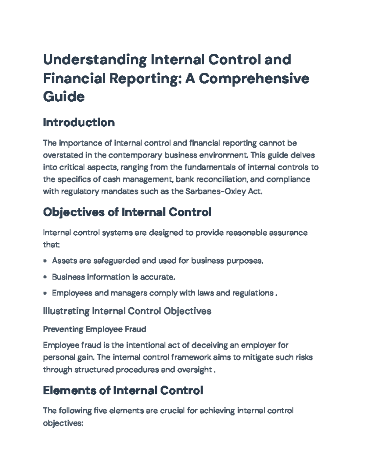 Understanding Internal Controls and Financial Reporting: A Guide - Understanding Internal ...