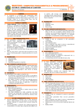 Lecture-02- Introduction TO Computer - S. 202 3 - 2024 LECTURE 02 ...