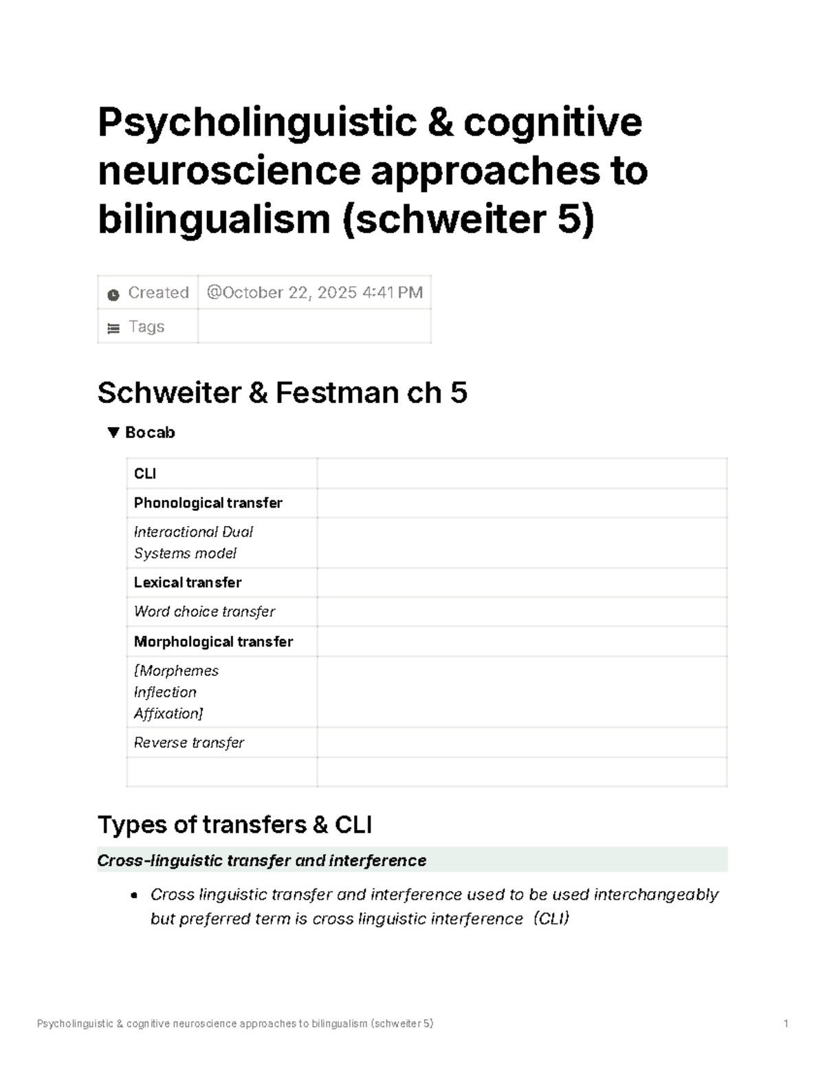 Psycholinguistic Cognitive Neuroscience of Bilingualism (Schweiter 5 ...