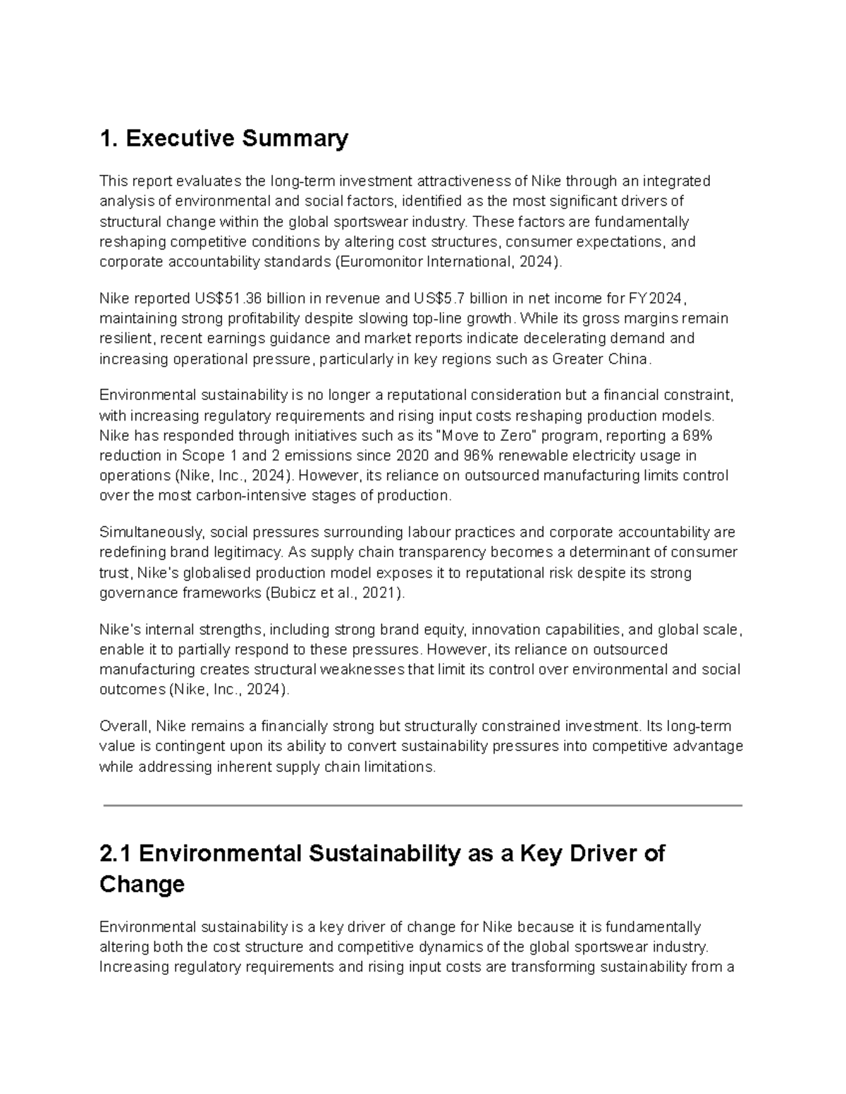 Buss1000: Nike's Investment Attractiveness Amid Environmental & Social ...