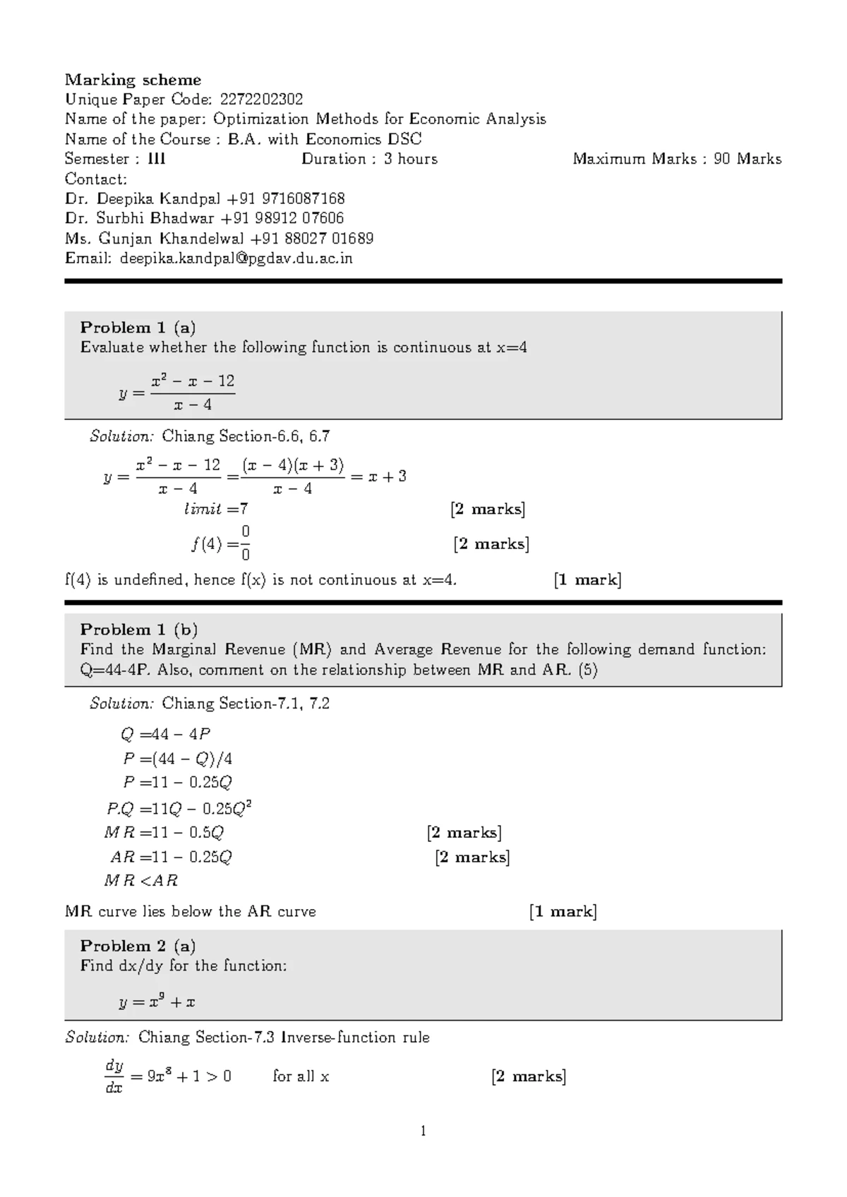 Optimization Methods for Economic Analysis: Question Paper BA Eco Sem 3 2024 - Studocu