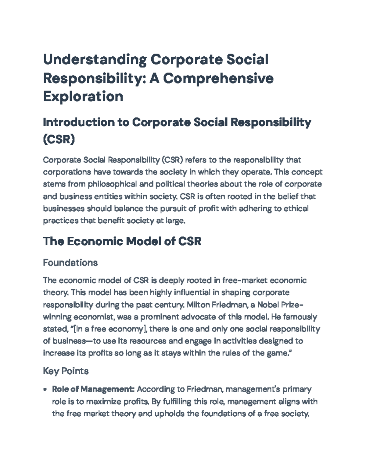 Understanding CSR: Economic, Stakeholder & Strategic Models Explained ...