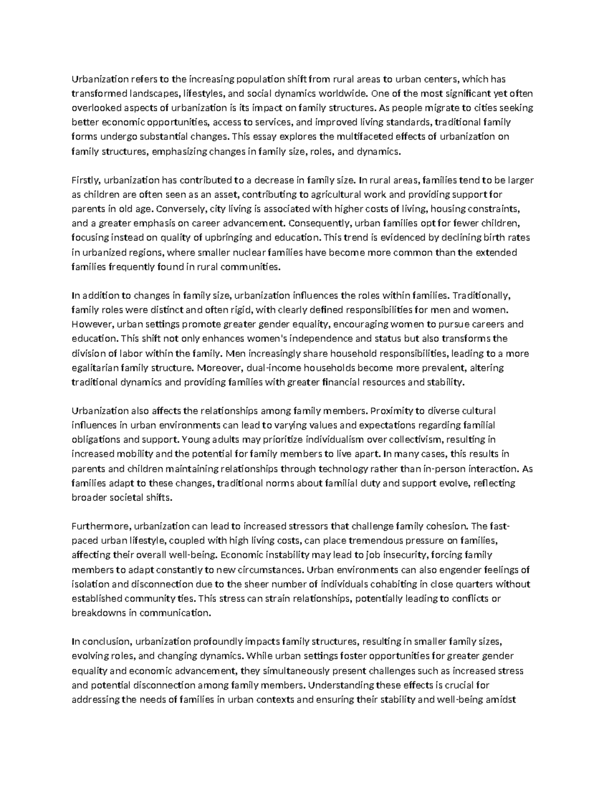 The Effects of Urbanization on Family Structures: A Comprehensive ...