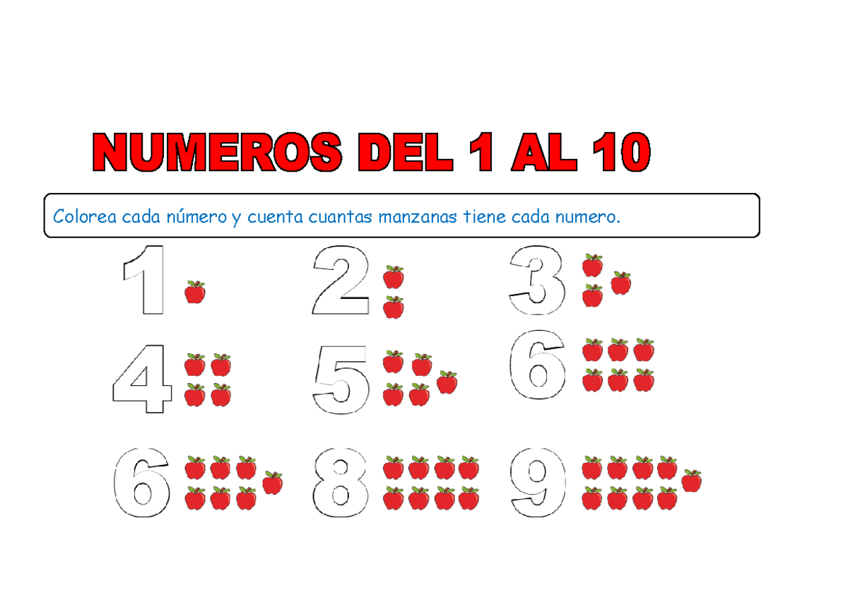Numeros del 1 al 10 - Actividades matemáticas - Colorea cada número y ...