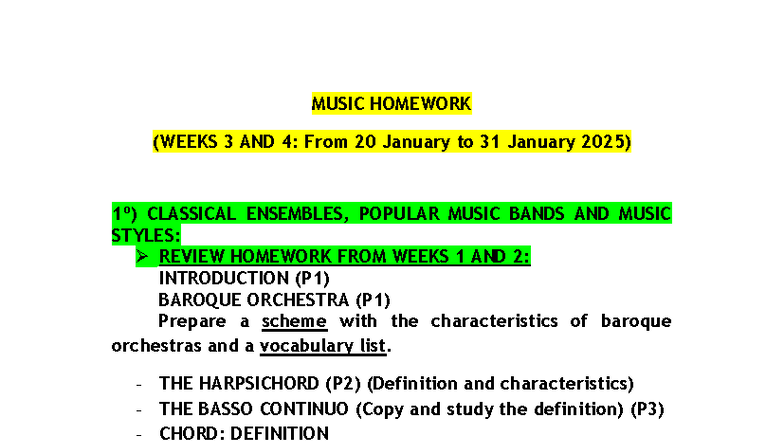 MUSIC HOMEWORK (3º ESO) WEEKS 3 & 4: CLASSICAL & MODERN STYLES - Studocu