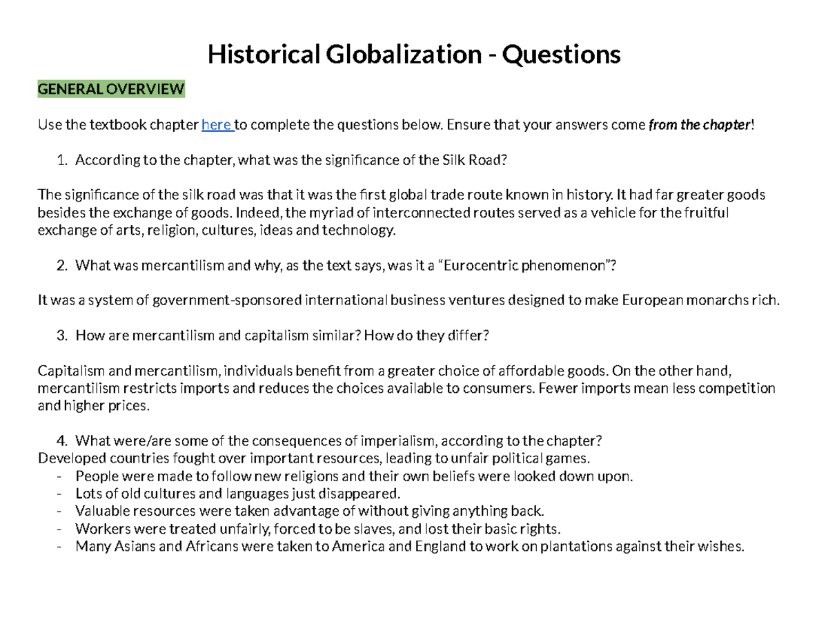 HIST 201 - Historical Globalization: Key Questions & Analysis Guide ...