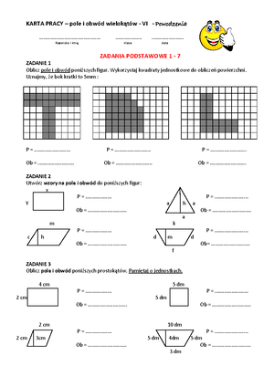 Pola wielokatow praca klasowa - Imię i - Studocu