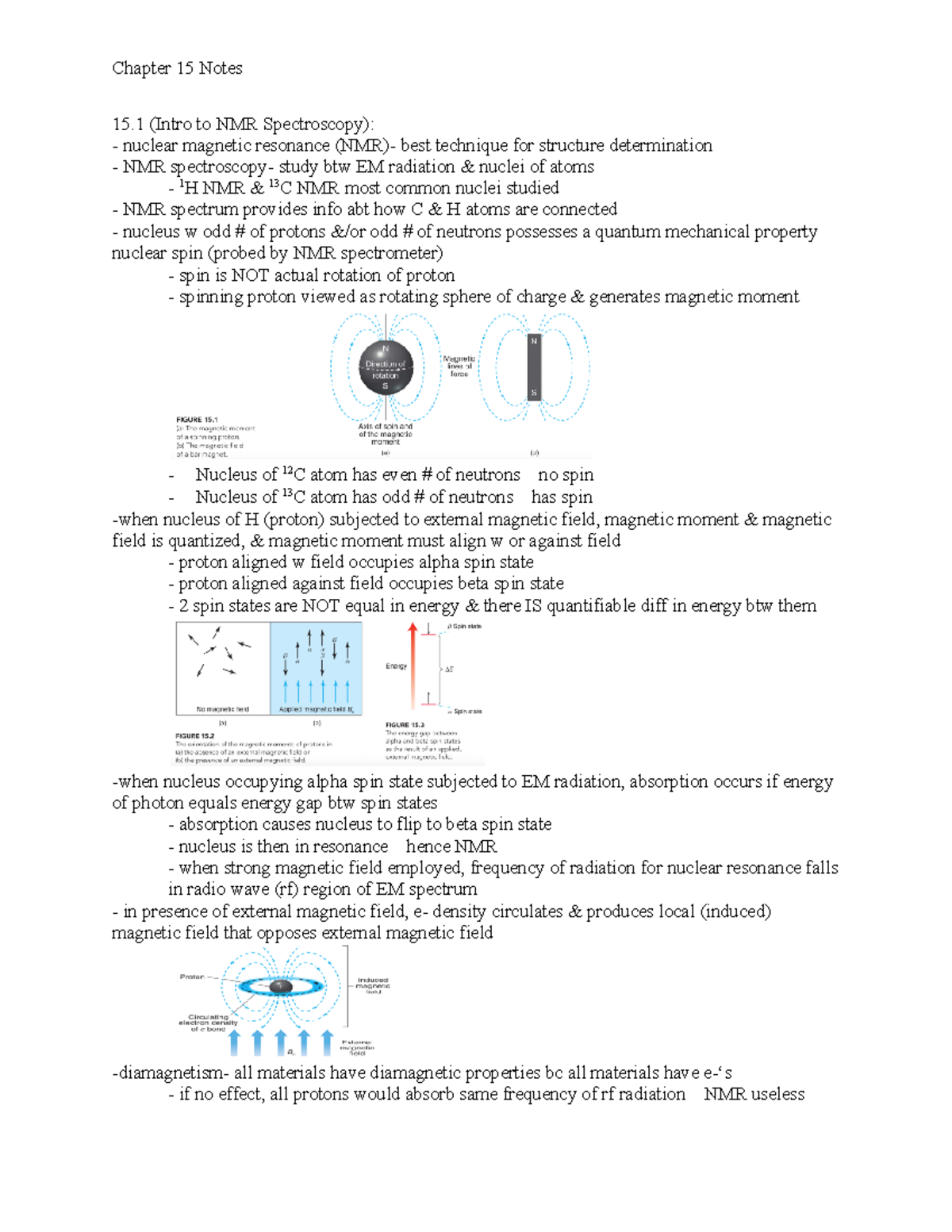 CHM222 Final Exam Notes on NMR Spectroscopy Chapter 15 - Studocu