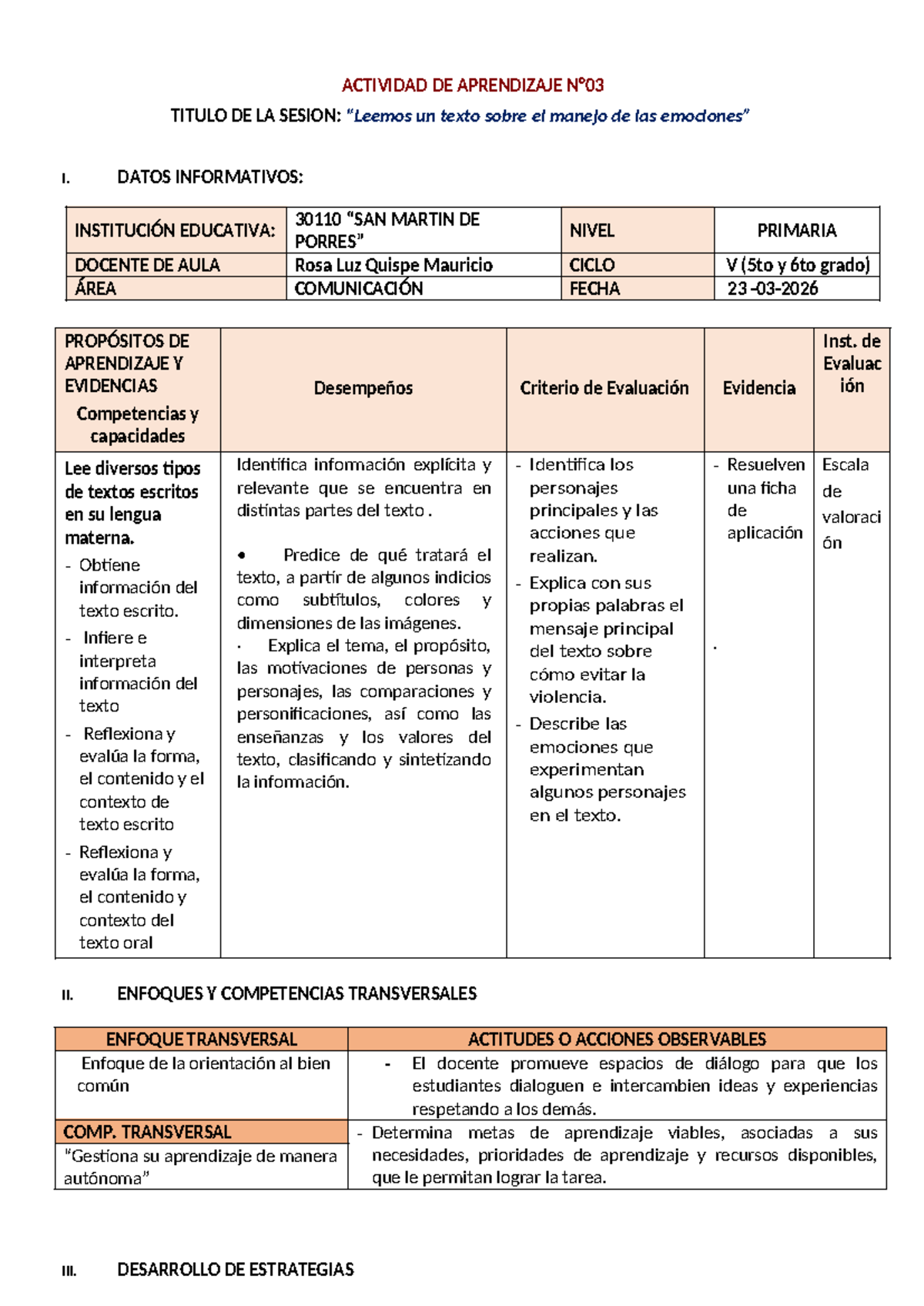 30110 COMUNICACIÓN: Lectura sobre el Manejo de Emociones - Studocu