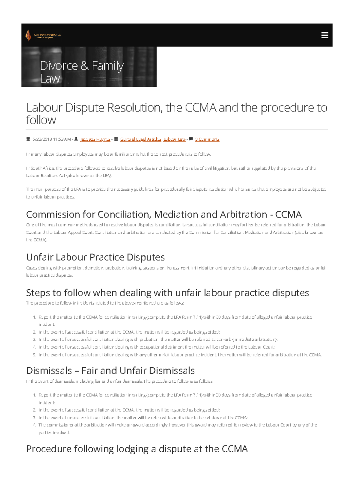 Labour Dispute Resolution & CCMA Procedures: A Comprehensive Guide ...