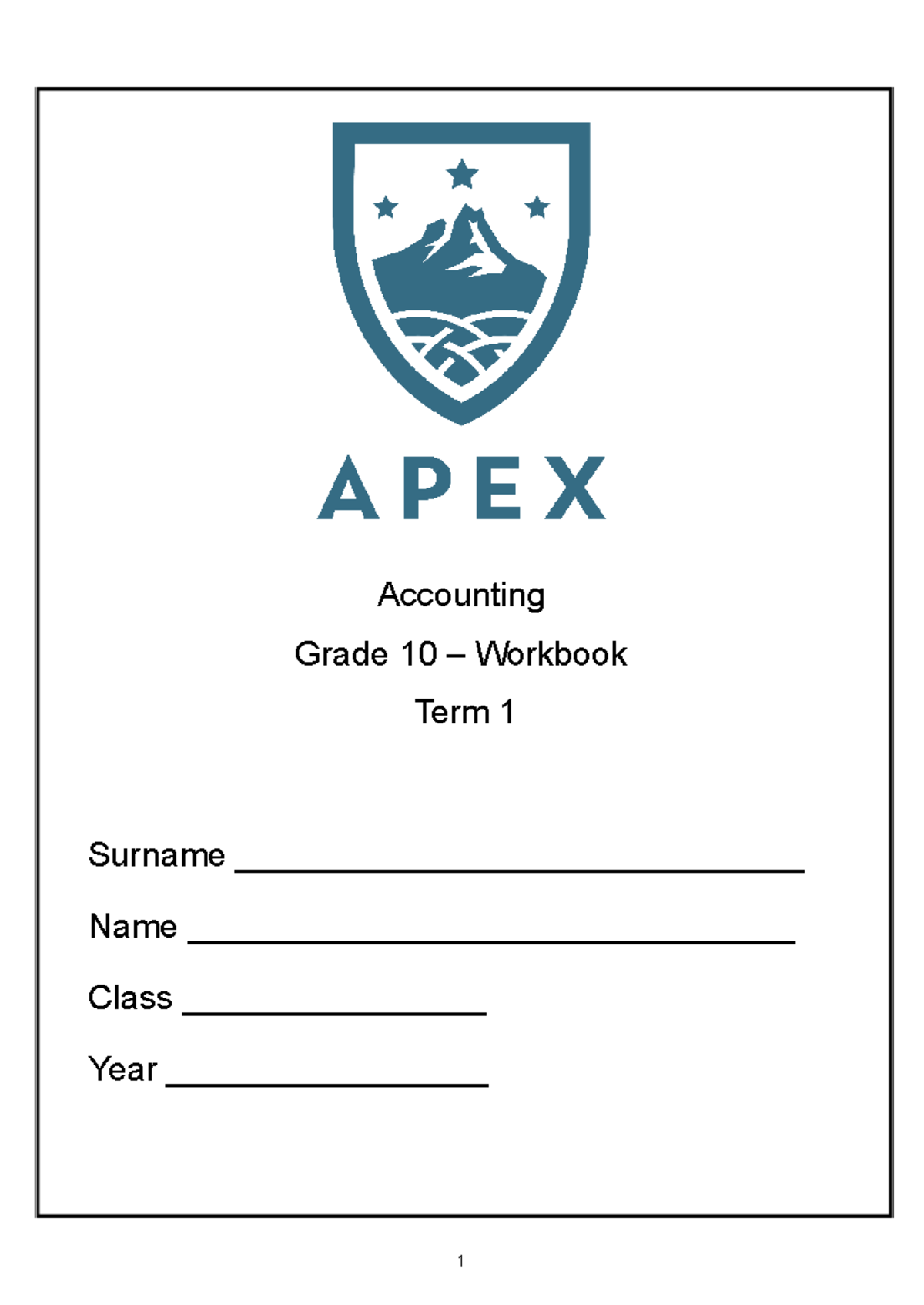 Grade 10 Accounting Workbook Term 1: Bookkeeping & Ethics Guide - Studocu