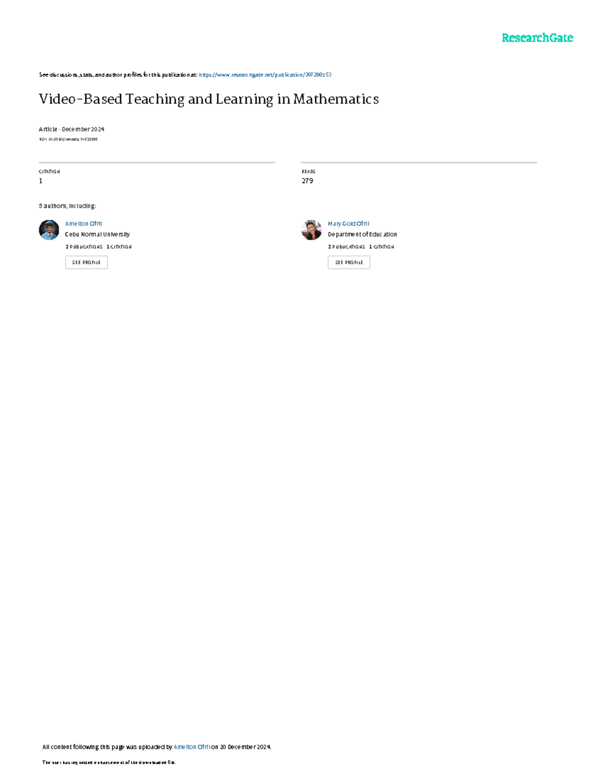 **Course Code: MATH 101 - Final Exam on Video-Based Teaching Strategies in Math** - Studocu