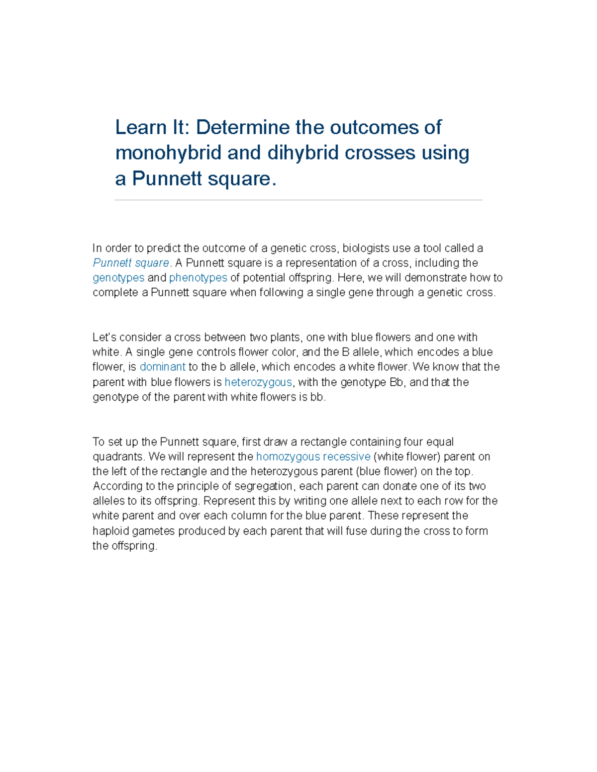 Genetics 101: Monohybrid Cross Outcomes Using Punnett Squares - Studocu