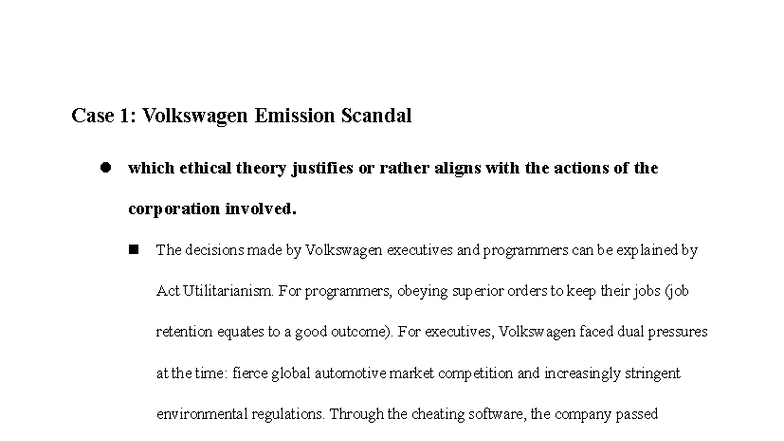 Ethical Analysis of Corporate Scandals: VW & Boeing (Assn3) - Studocu