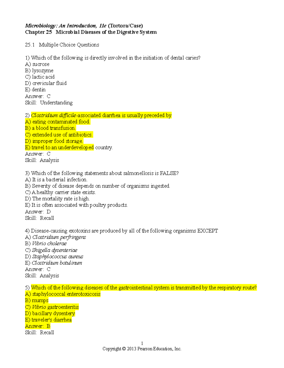 25 Multiple Choice Questions on Digestive System Microbial Diseases ...