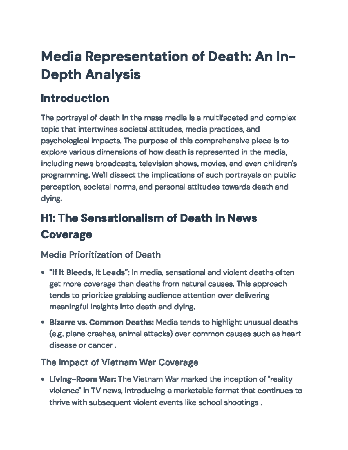 Media Representation of Death: Analysis & Implications (MRT 101) - Studocu