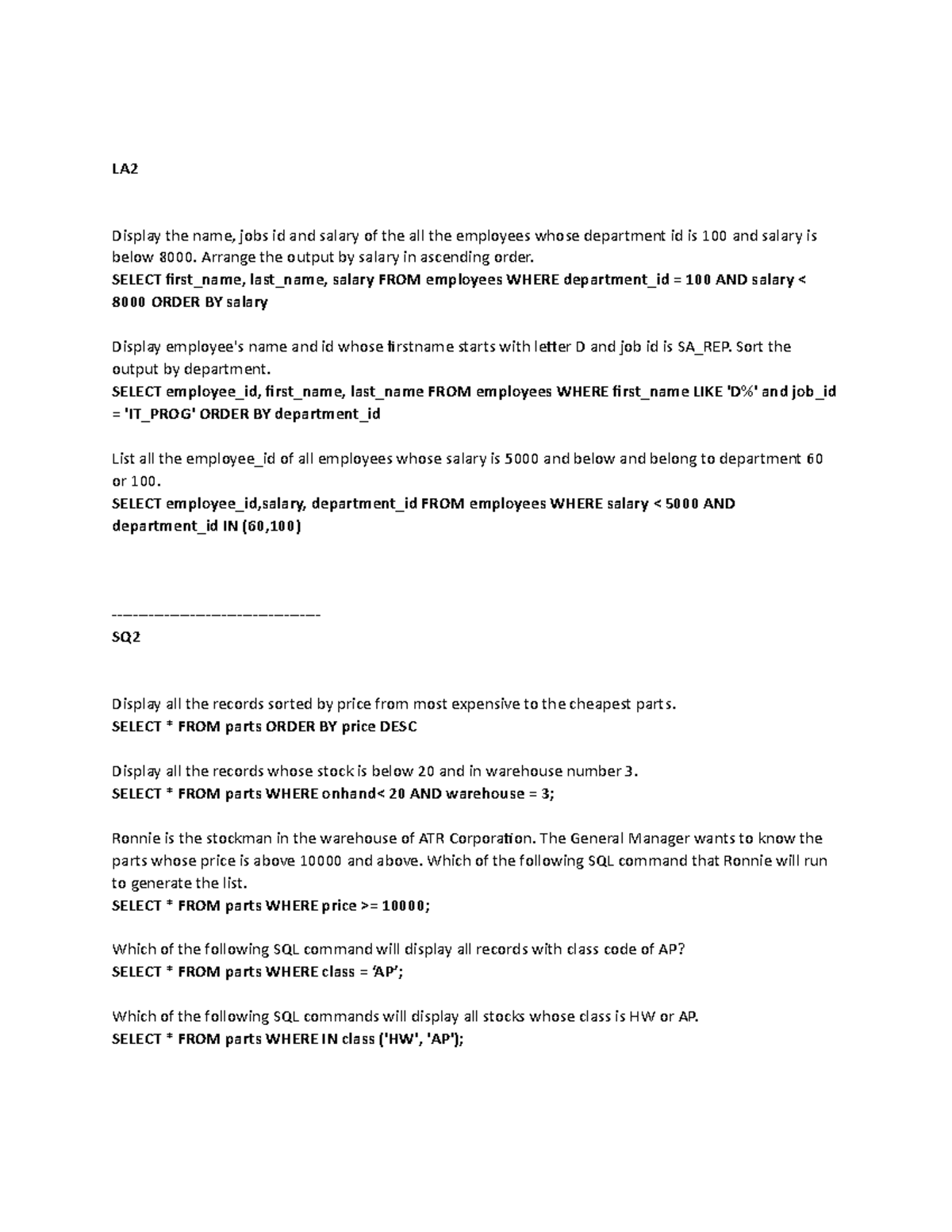447019307 PROG 3114 SQL Queries and Employee Data Analysis - Studocu