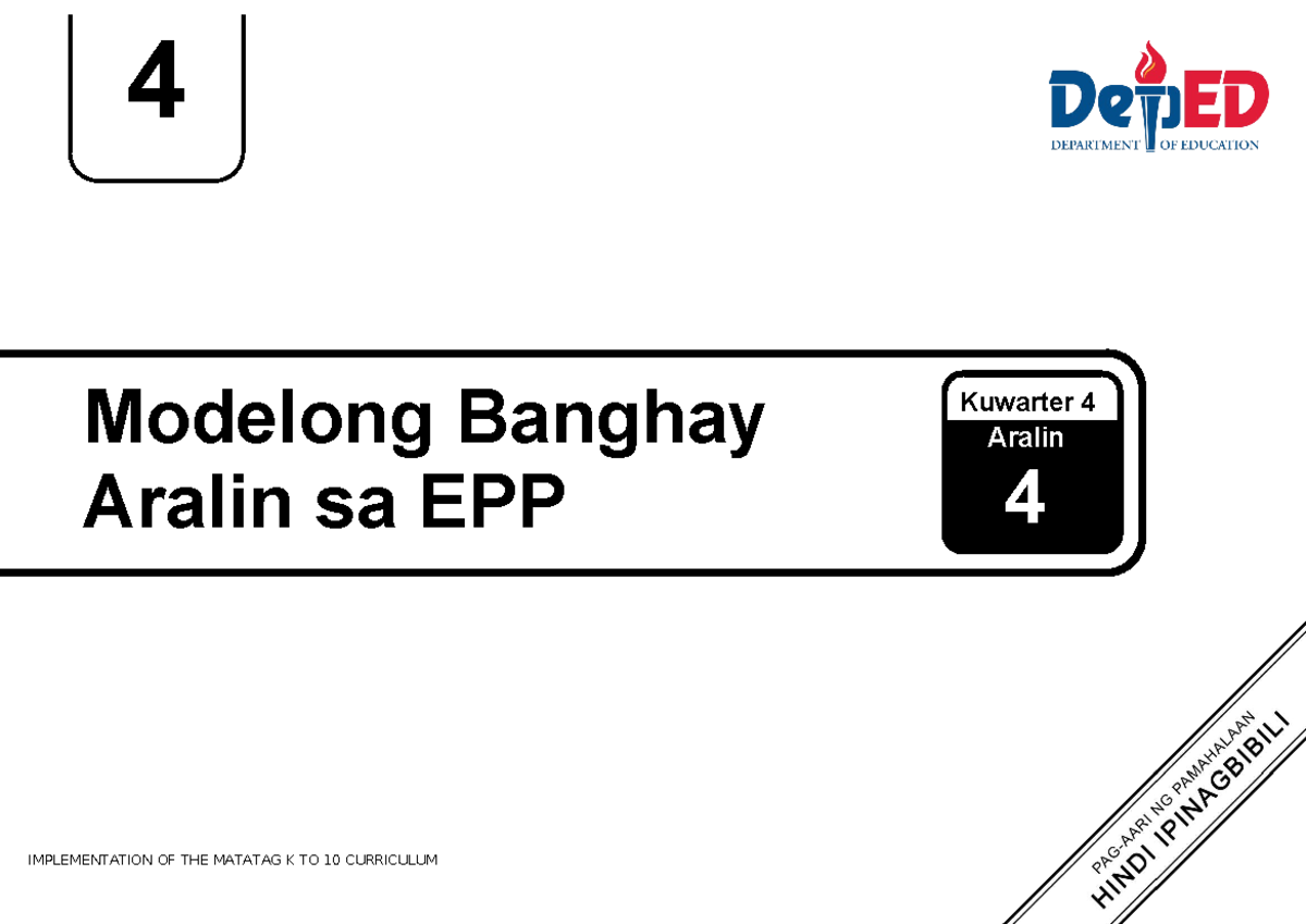 Q4 LE EPP 4: Banghay Aralin sa Orthographic at Isometric Drawing - Studocu