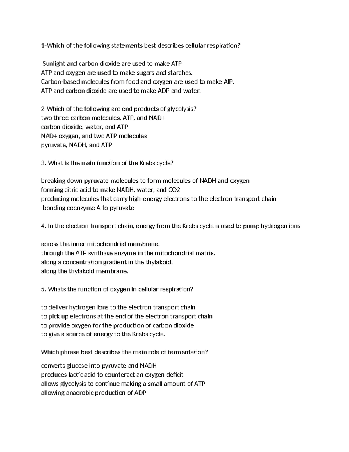 CHAPTER 2 Principles of Ecology: Test A Multiple Choice & Short Answer ...