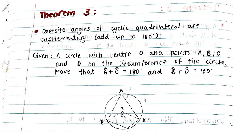 CYC 101: Proof of Opposite Angles in Cyclic Quadrilaterals - Studocu
