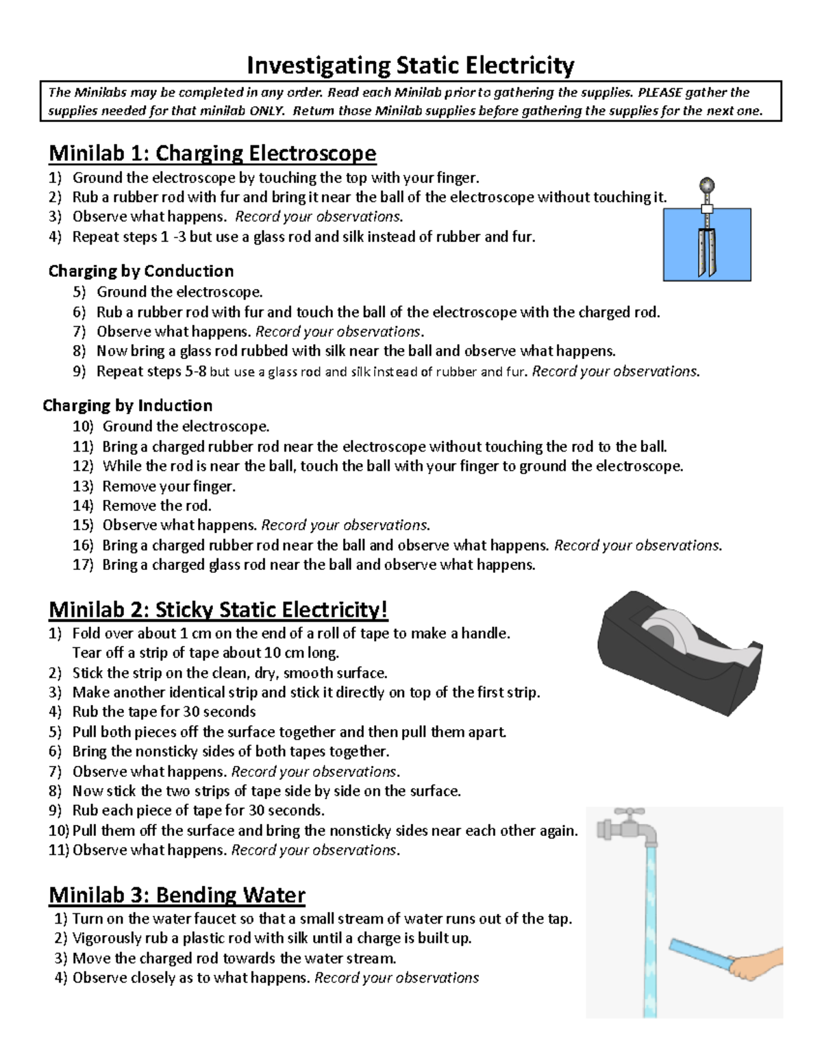 Static Electricity Labs: Investigative Minilabs Overview and Activities ...