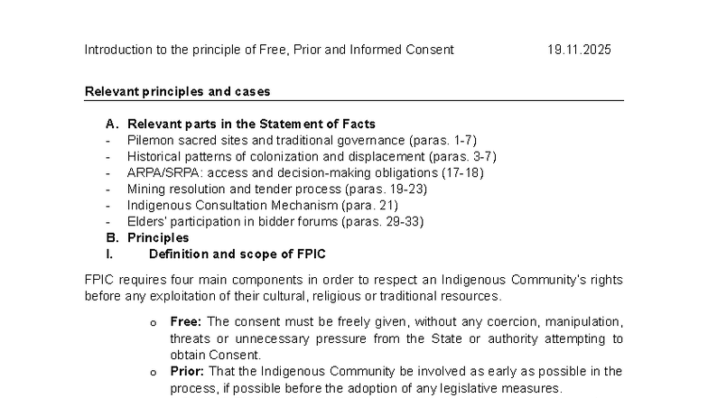 Introduction to Free, Prior and Informed Consent Principles (SOE) - Studocu