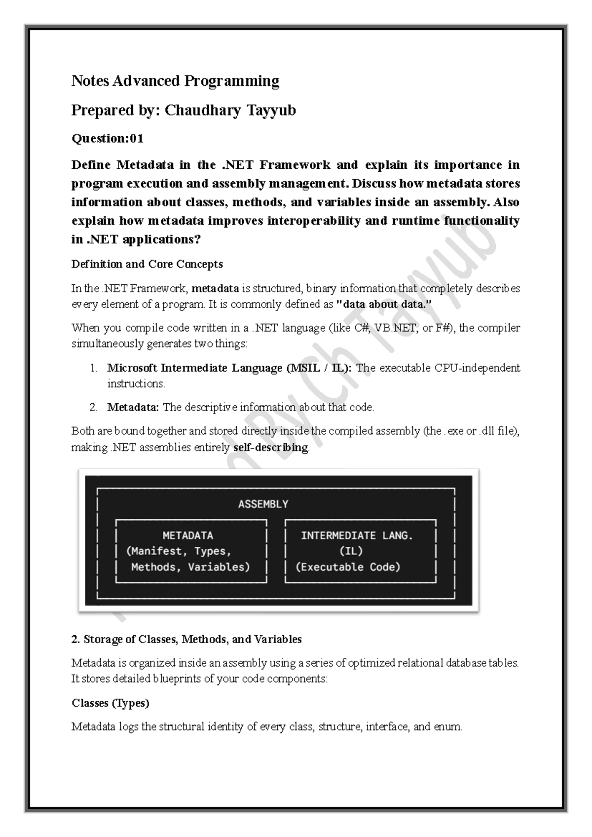 Notes on Advanced Programming: Metadata, Memory Management & XML ...