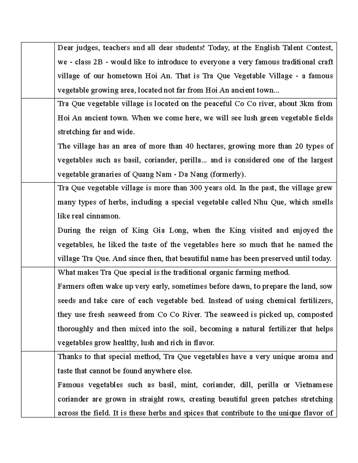 English Presentation: Tra Que Vegetable Village Overview - Studocu