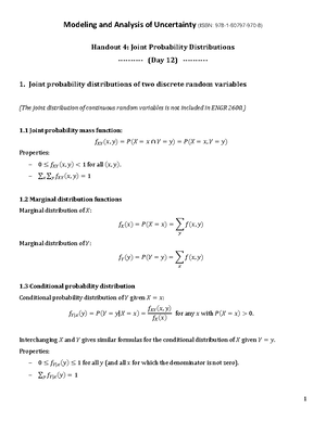 Handout 3 Continuous variables - Modeling and Analysis of Uncertainty (ISBN: 978- 1 - 60797 ...