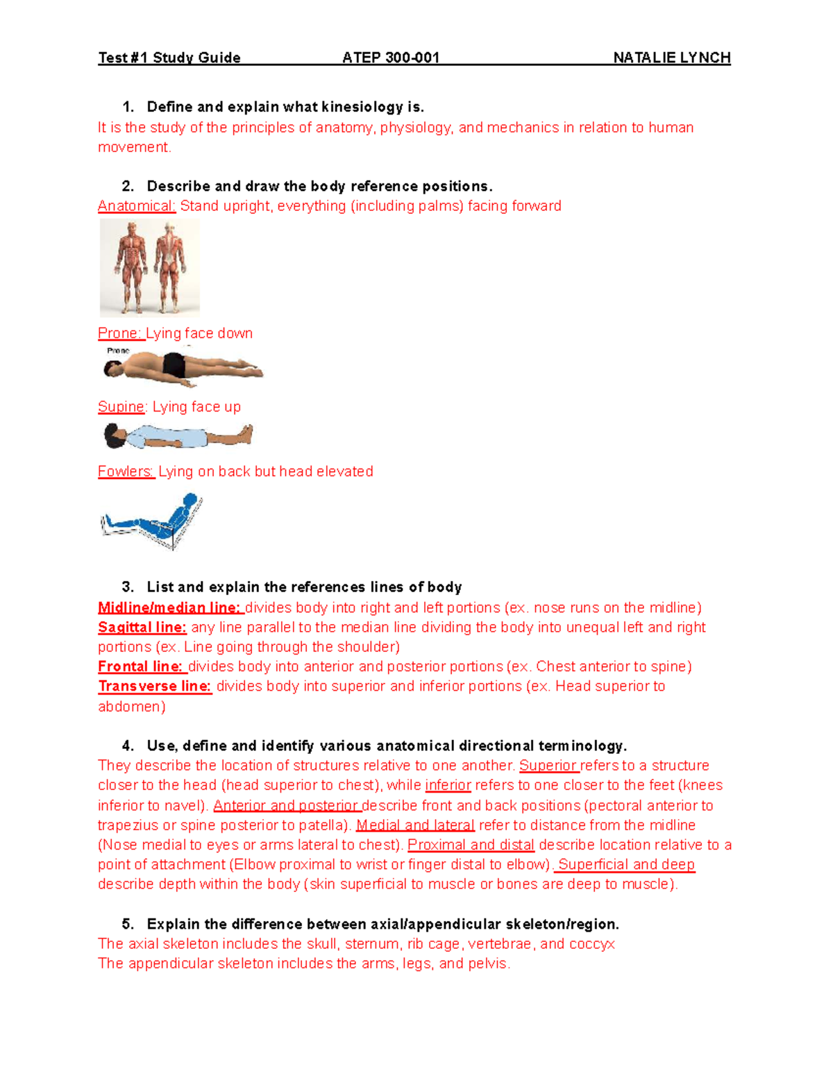 ATEP 300 Exam 1 Study Guide: Kinesiology Principles and Concepts - Studocu