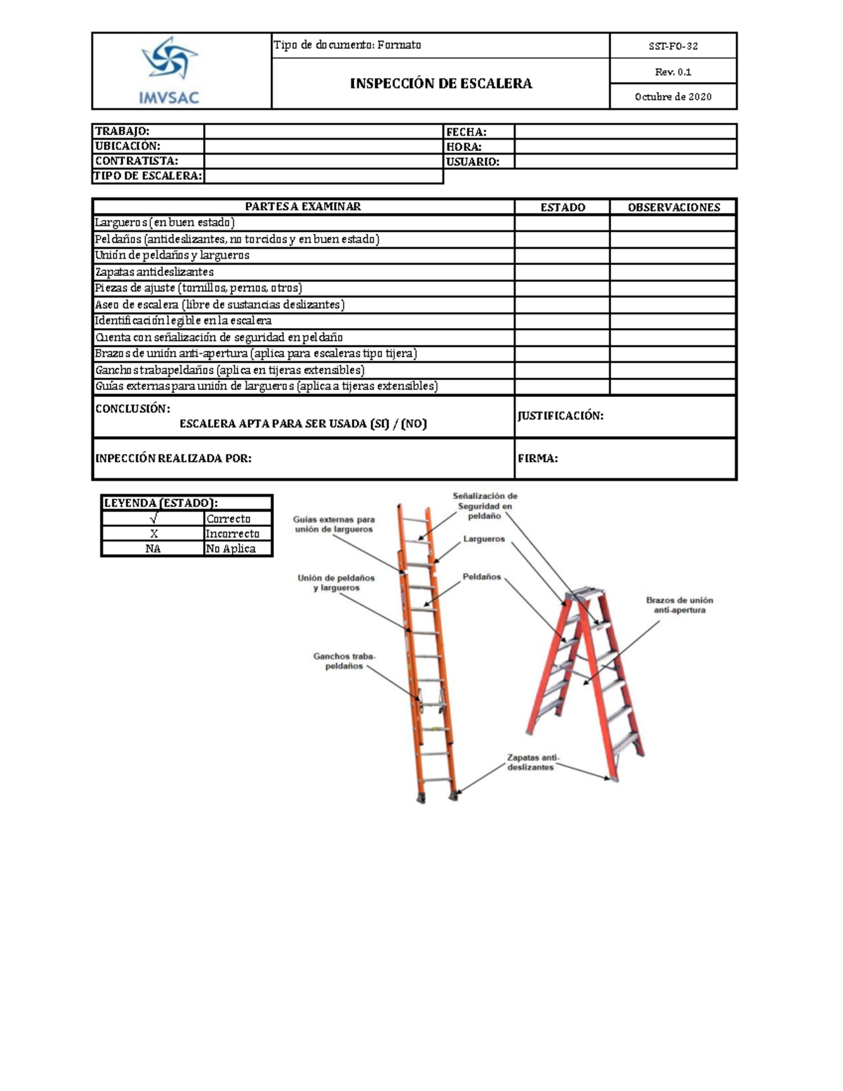 Formato SSOMA: Inspección de Escaleras - Check List Document - Studocu