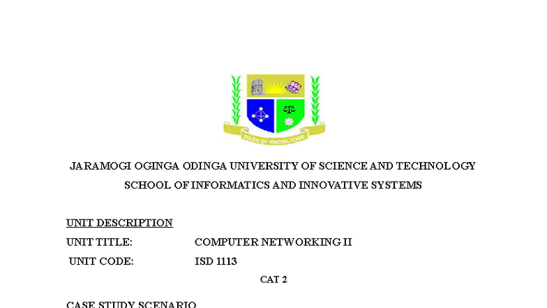 Comp networking II CAT 2 - JARAMOGI OGINGA ODINGA UNIVERSITY OF SCIENCE ...