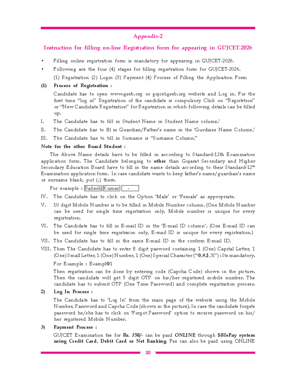 GUJCET Registration Form Filling Instructions: Step-by-Step Guide - Studocu