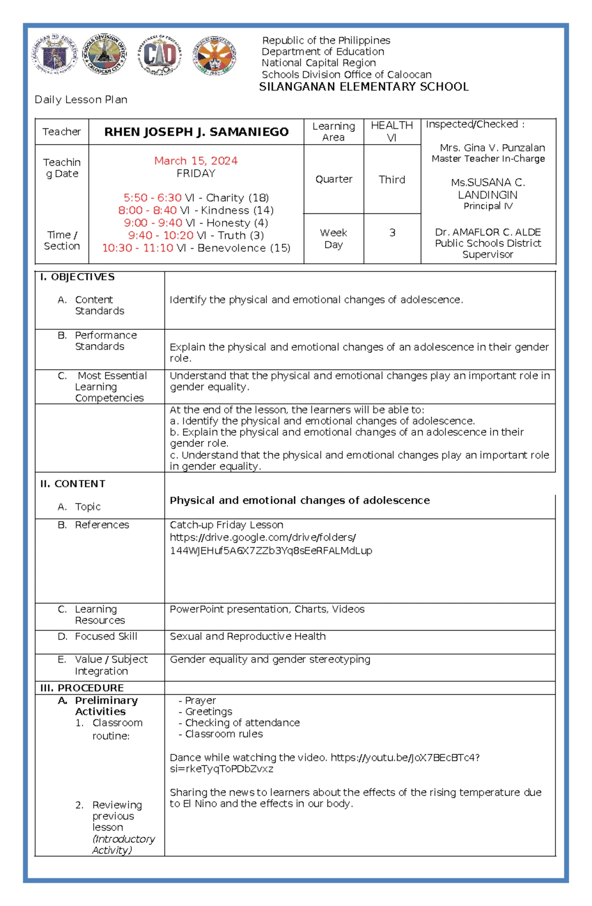 Music Grade 6 - QUARTER 1 LESSON PLAN - GRADE 6 DAILY LESSON PLAN ...