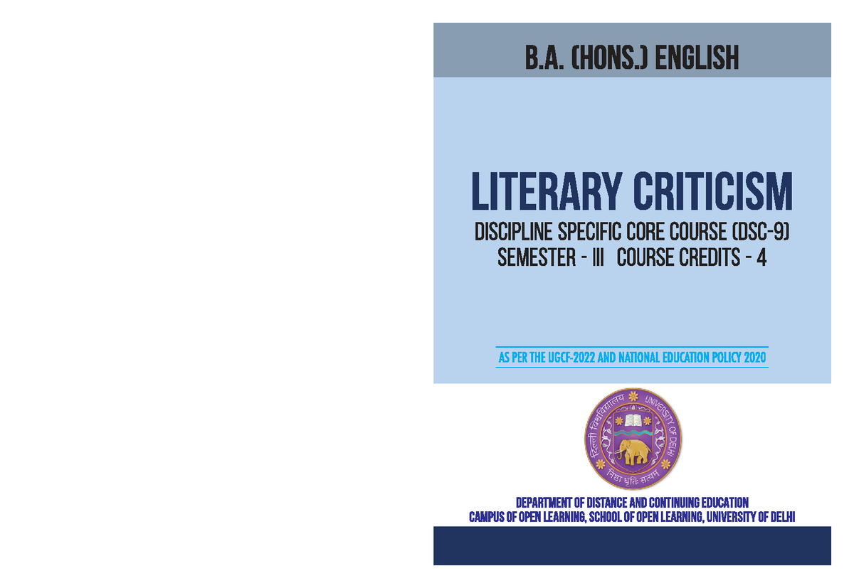 Literary Criticism Syllabus Overview - SEM 3 Analysis and Insights ...