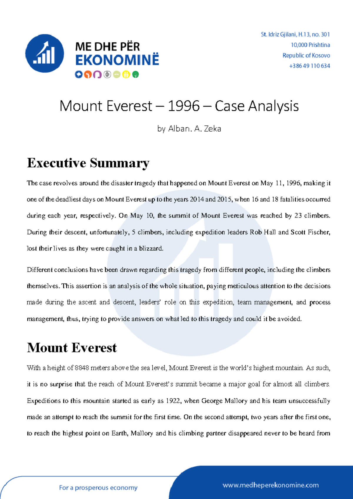 Mount Everest 1996 Case Study Analysis: Lessons Learned from Tragedy ...