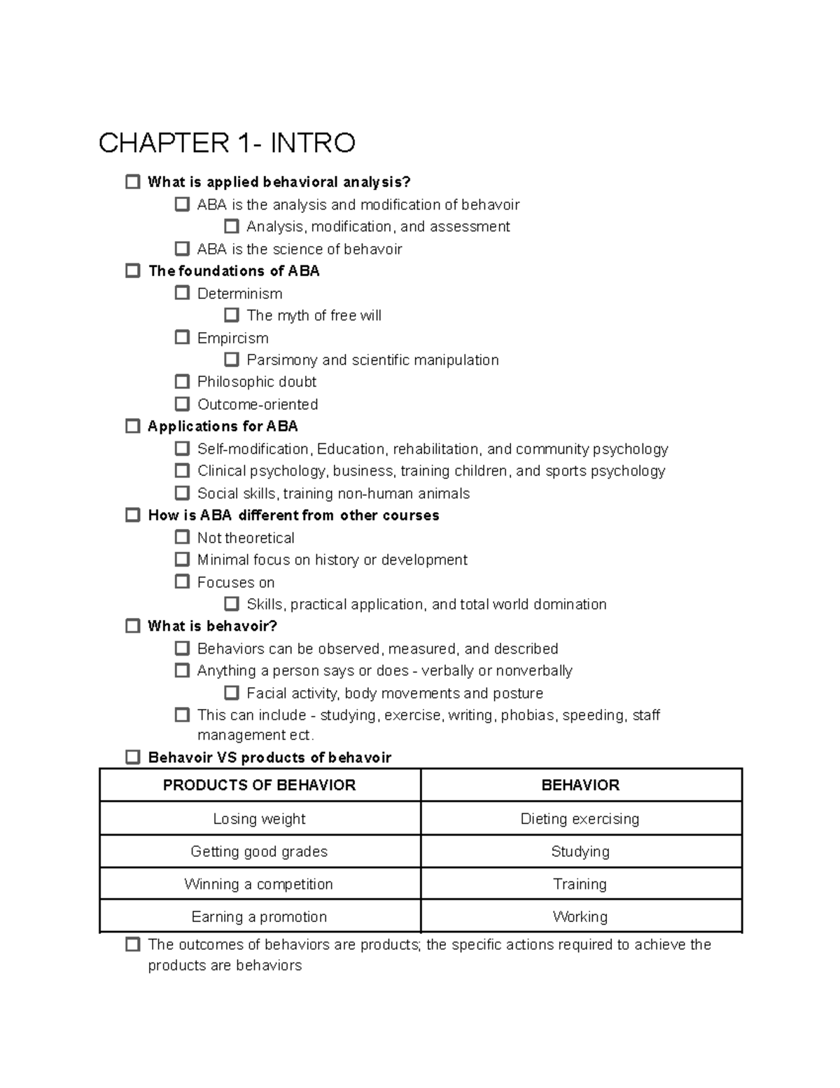 Behavioral Analysis and Modification Techniques - Exam Notes (ABA 101 ...