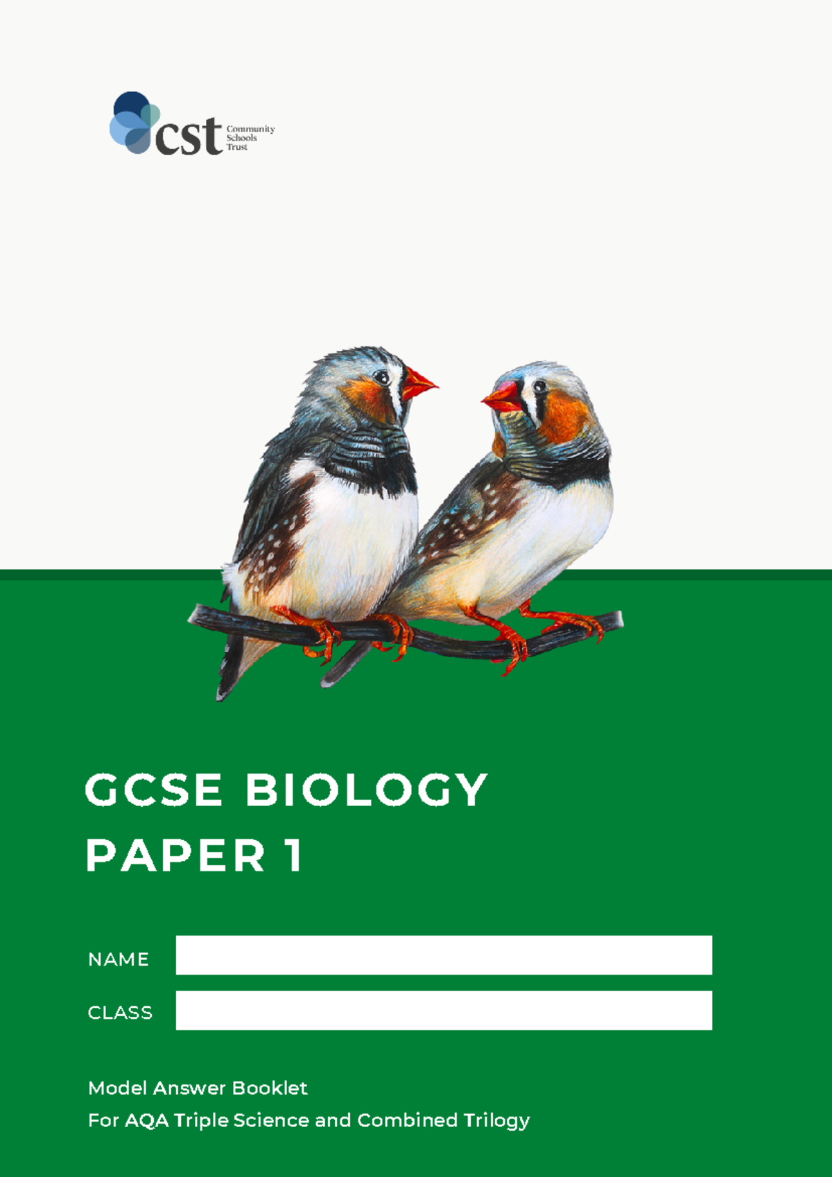 GCSE Biology Paper 1 Model Answer Booklet for AQA Triple/Combined Science - Studocu
