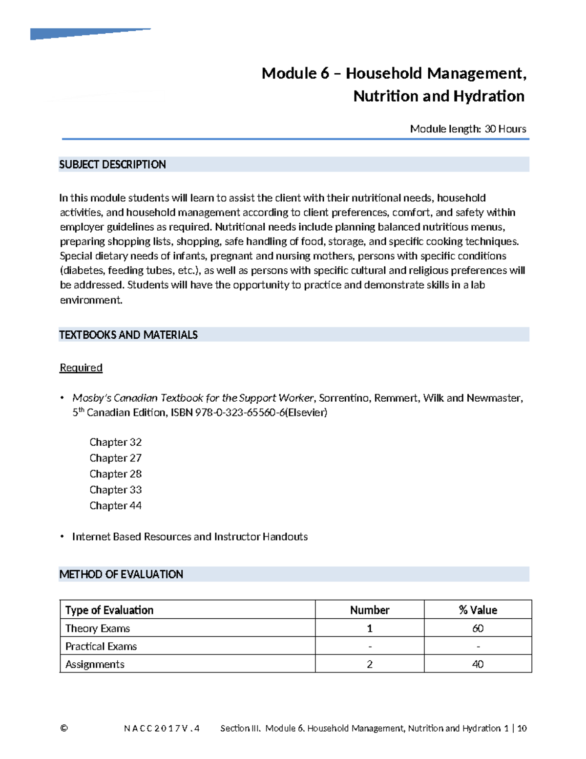 Module 6: Household Management, Nutrition & Hydration Overview - Studocu